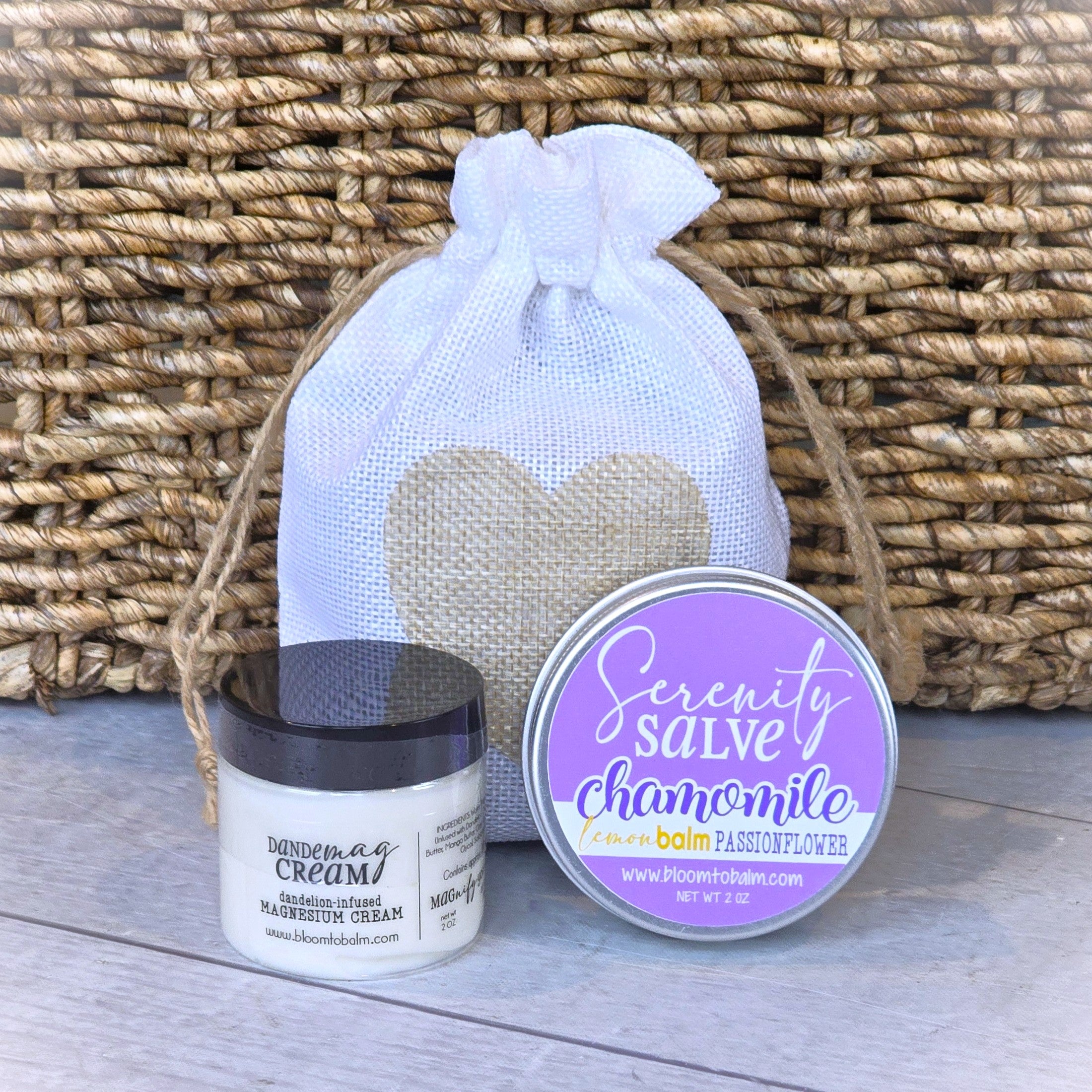 Dande-Mag 2 oz DUO {Serenity Salve} in a Heart Bag – Bloom to Balm