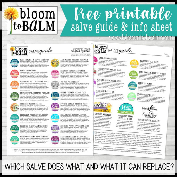 Bloom to Balm SALVE GUIDE {FREE PRINTABLE}